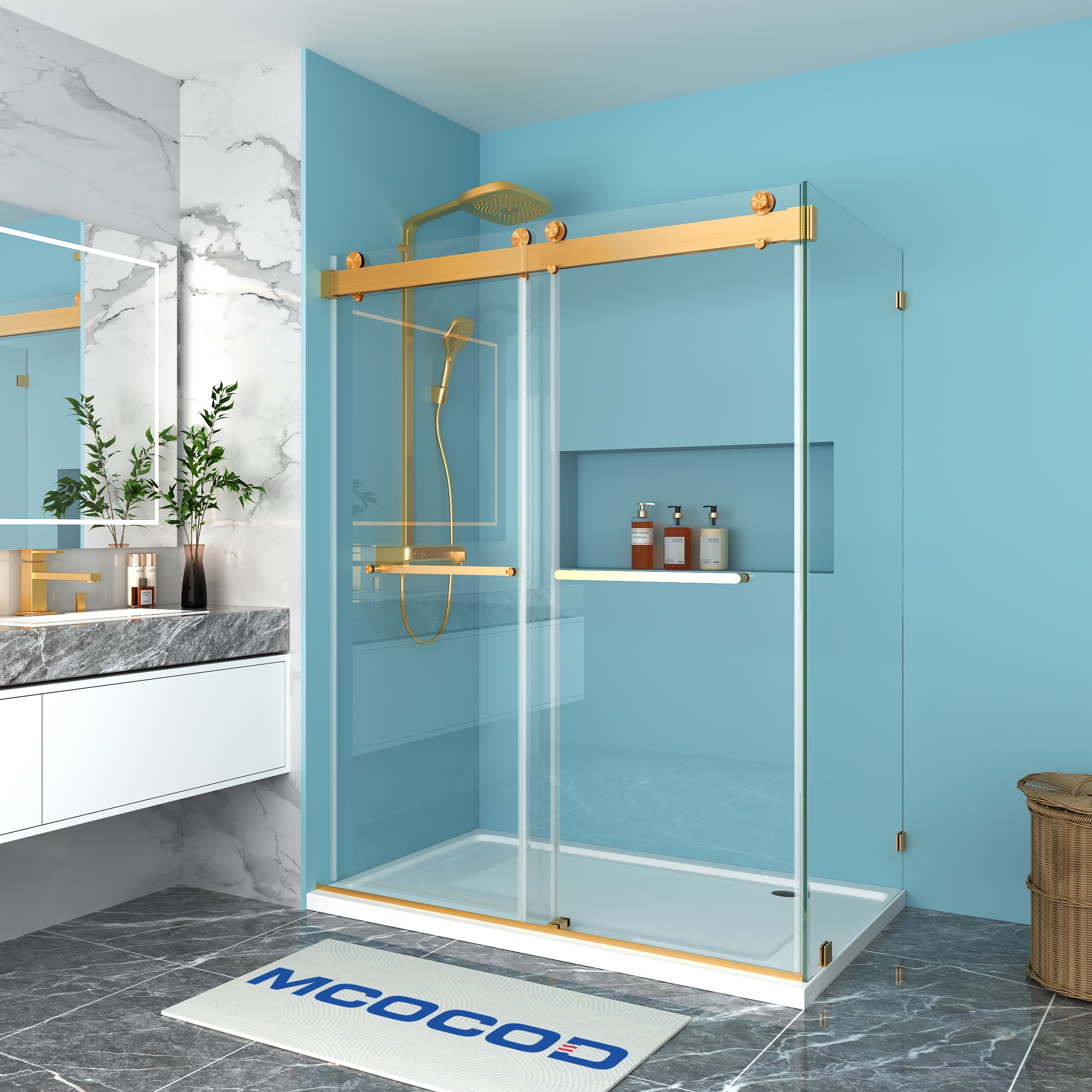 MCOCOD® Customize Soft-Closing Double Sliding Frameless Shower Enclosure - DS13-01
