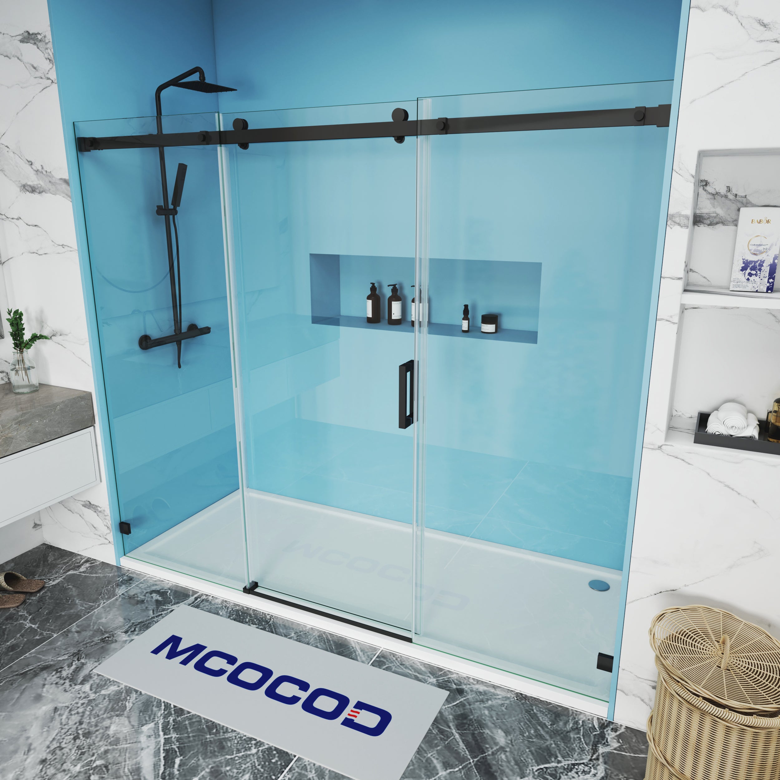 MCOCOD® Customize Soft-Closing Single Sliding Frameless Shower Door - SS13-3