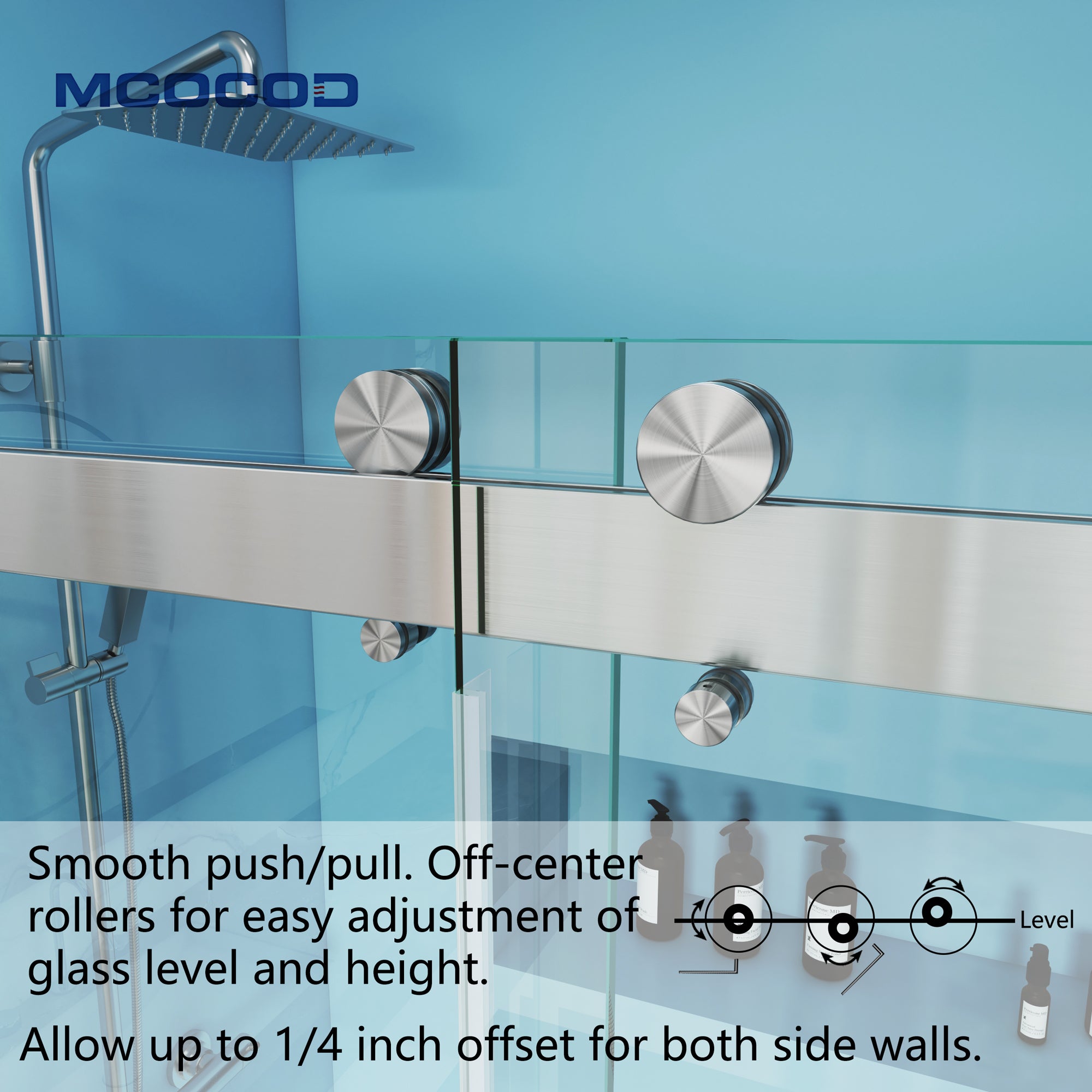 MCOCOD DS10 Bathtub Shower Doors - Double Sliding Semi Frameless Bathtub Shower Door