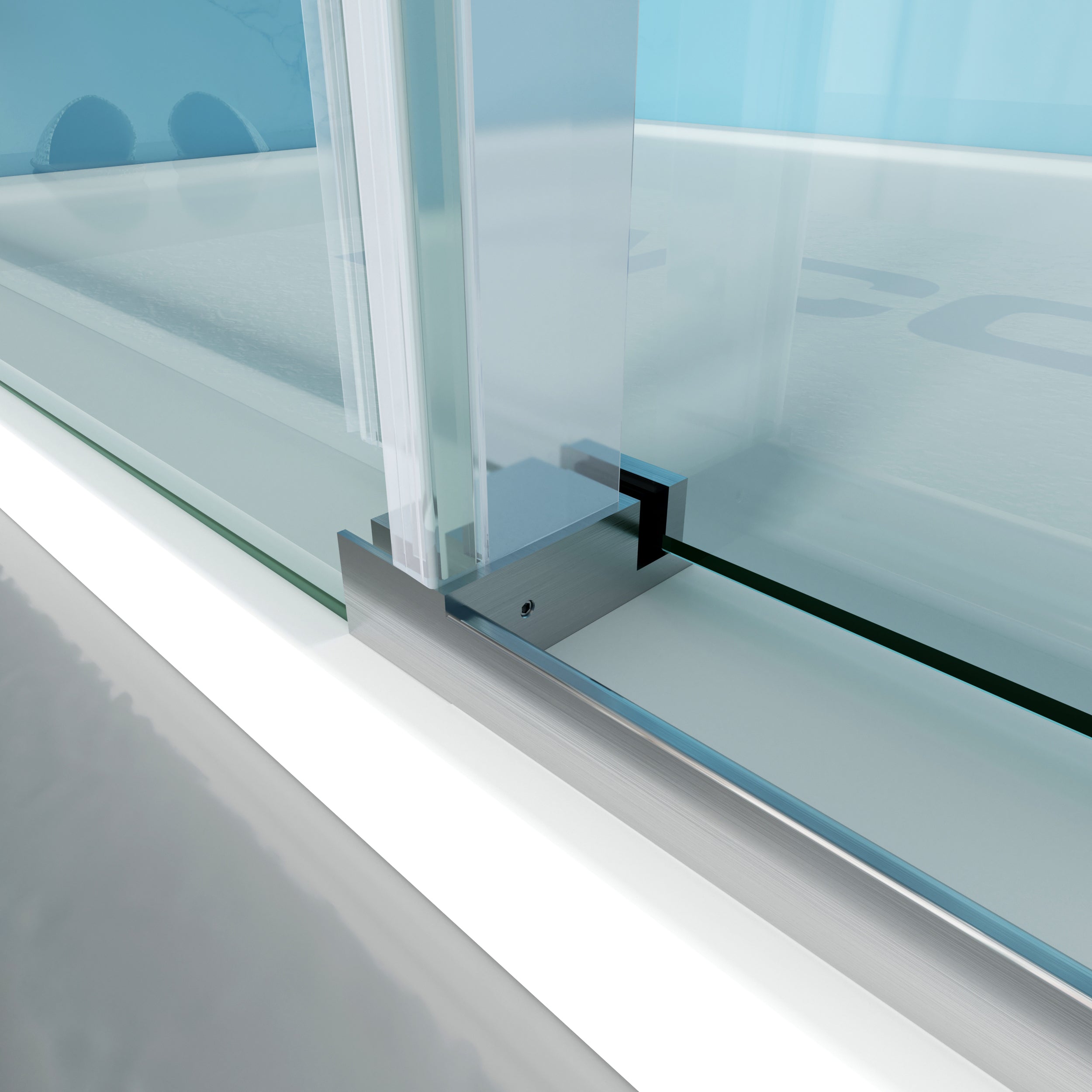 MCOCOD® Single Sliding Frameless Shower Door with Round Guide Rail - SS04