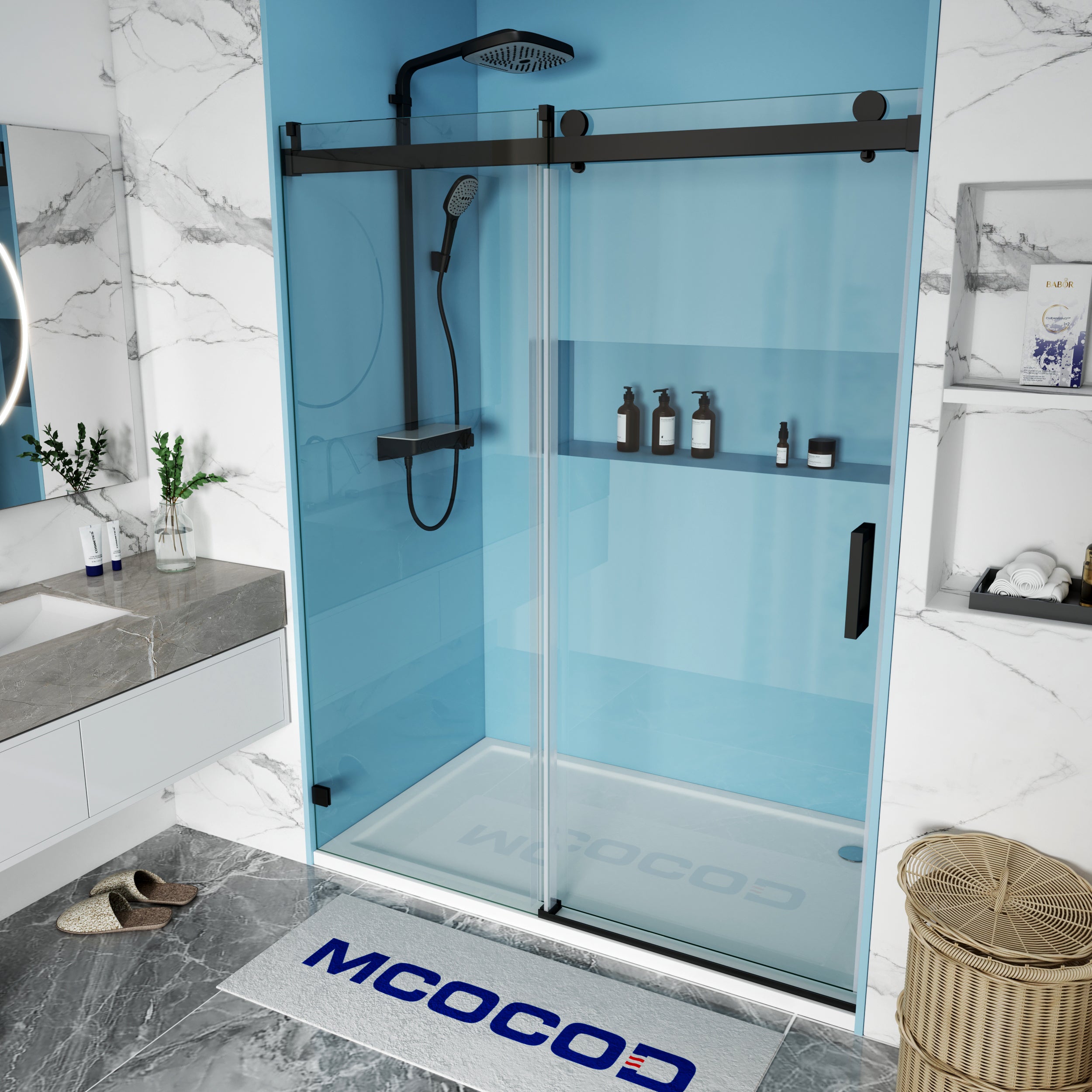 MCOCOD® Soft-Closing Single Sliding Frameless Shower Door SS08