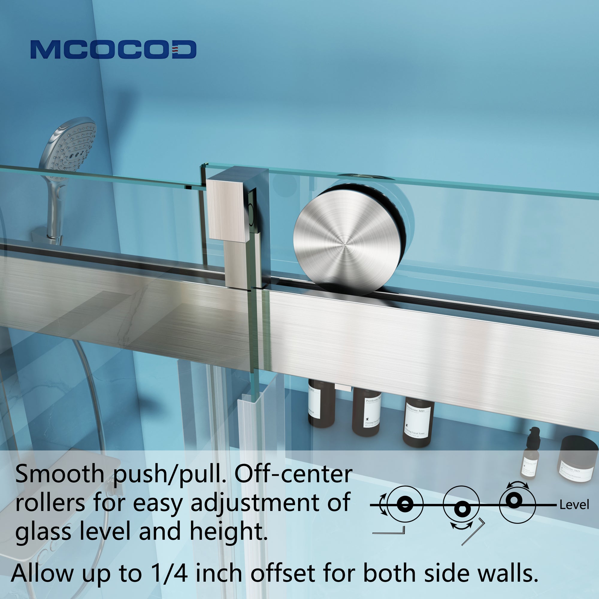Mcocod® Soft Closing Single Sliding Frameless Shower Door Ss08